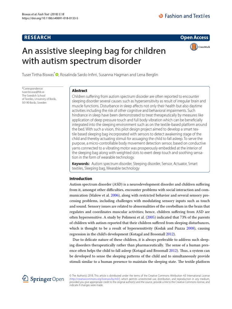 An Assistive Sleeping Bag For Children With Autism Spectrum Disorder