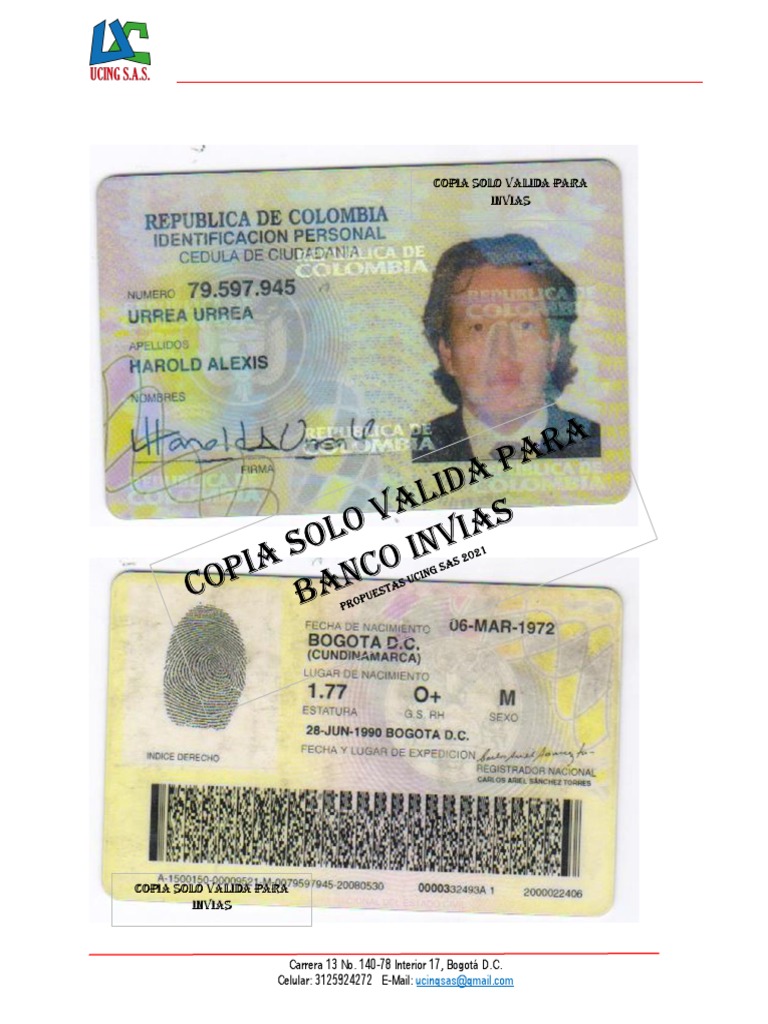 Cedulas TP y Copnias RL Ucing Sas | PDF