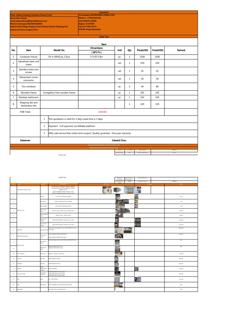 Detachable Container House Quotation-1 | PDF | Roof | Building Technology