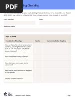 Restaurant OPENING & Closing Checklist. | PDF