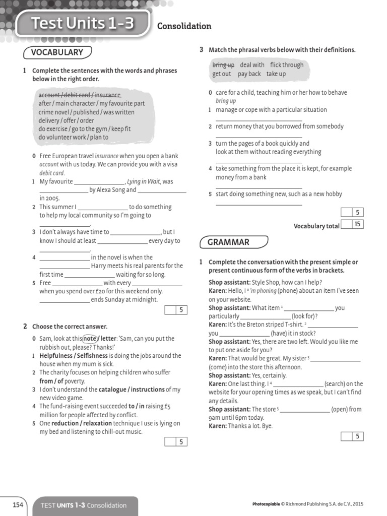 Achievers B1+ Test Units 1-3 Consolidation | PDF | Huckleberry Finn ...