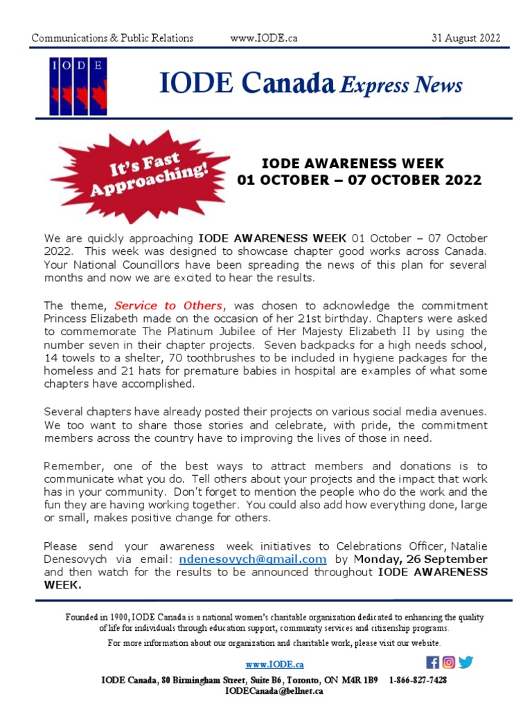 Iode Canada Express News - Iode Awareness Week | PDF | Social Science
