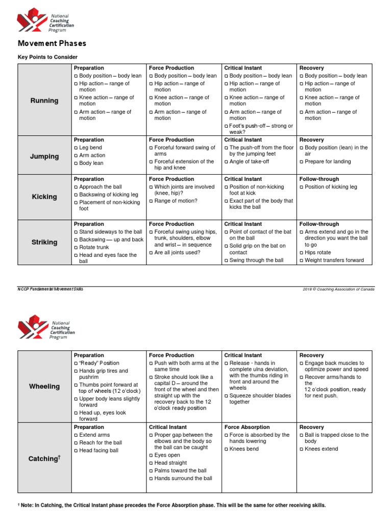 NCCP Movement Phases Chart | Download Free PDF | Anatomical Terms Of ...