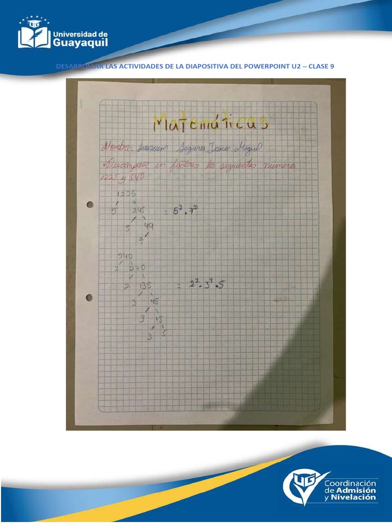 Tarea U2 - CLASE 3 - S3 | PDF | Factorización | Objetos matemáticos