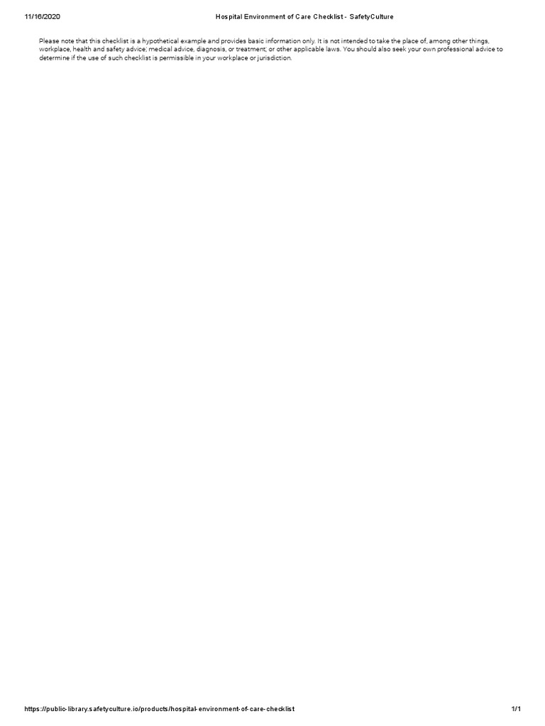 Hospital Environment of Care Checklist - SafetyCulture | PDF