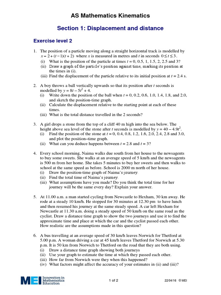 16.2 Displacement and Distance Questions | PDF | Speed | Quantity