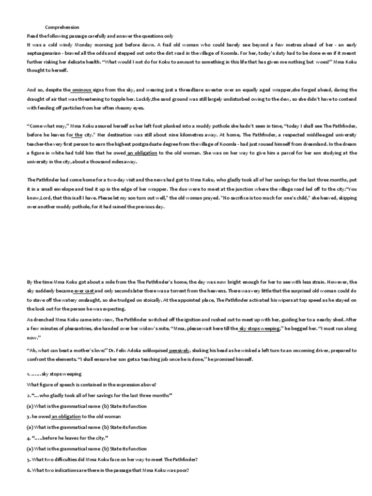 Comprehension ss3 | PDF