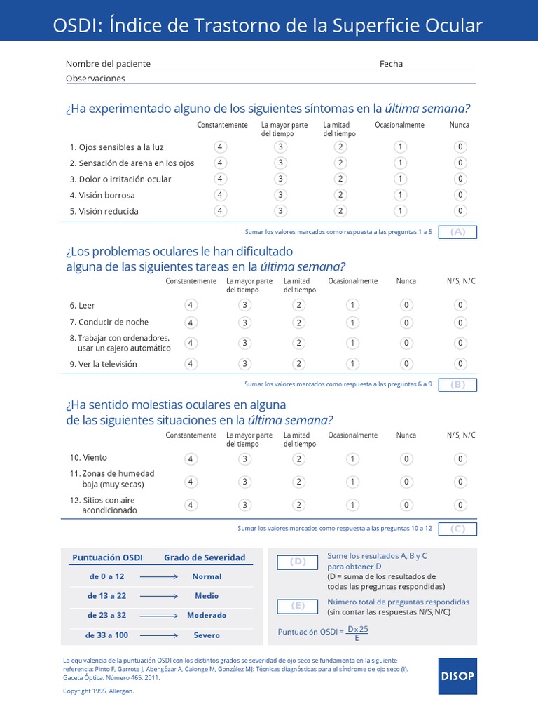 Test de Osdi | PDF | Epidemiología | Medicina