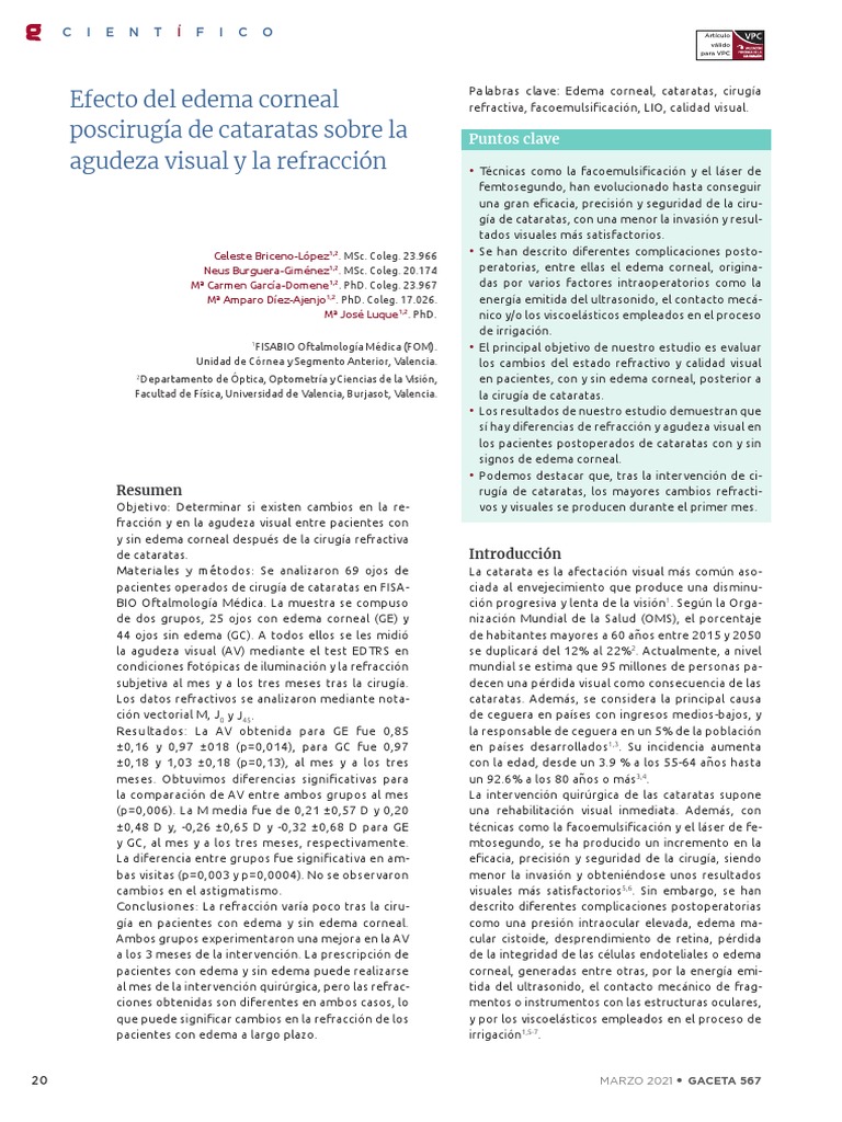Edema Corneal | PDF | Córnea | Rasgos faciales