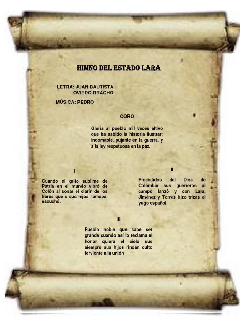 Himno del Estado Lara: Letra y Significado | PDF | Historia