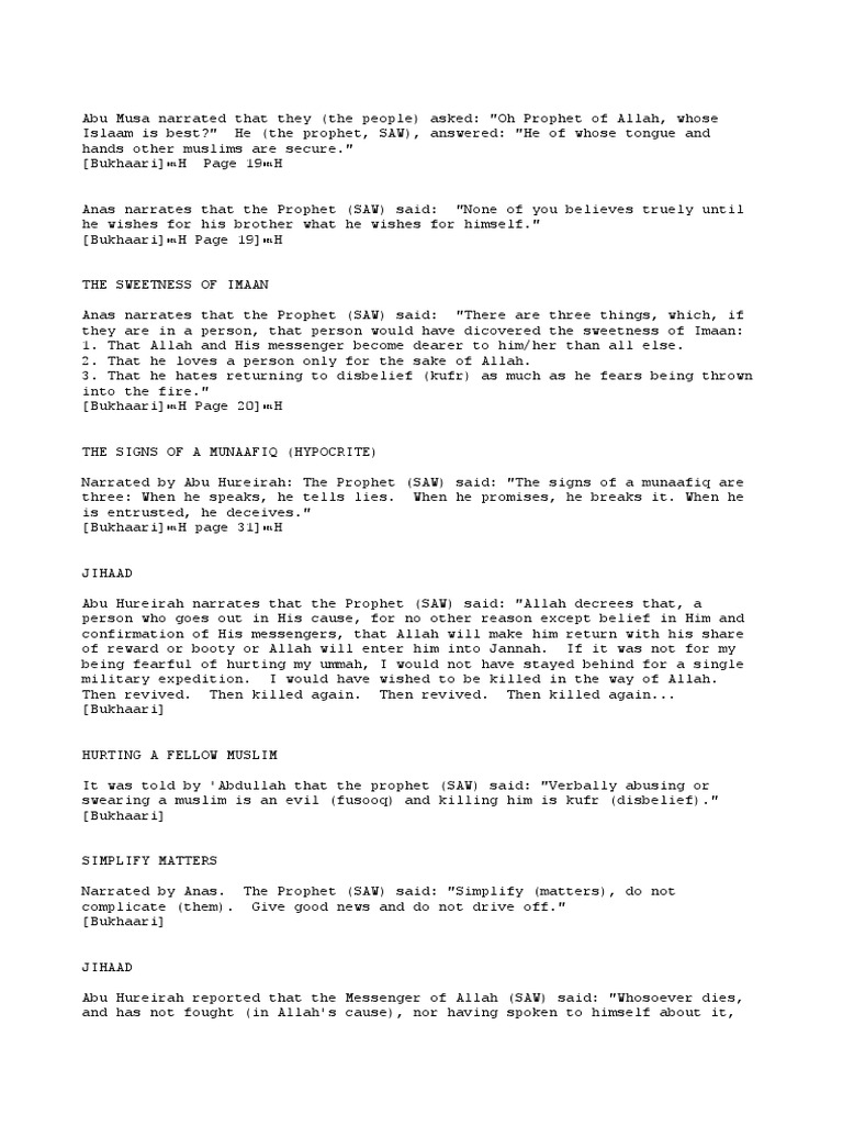 40 Hadith Pdf Umar Muhammad