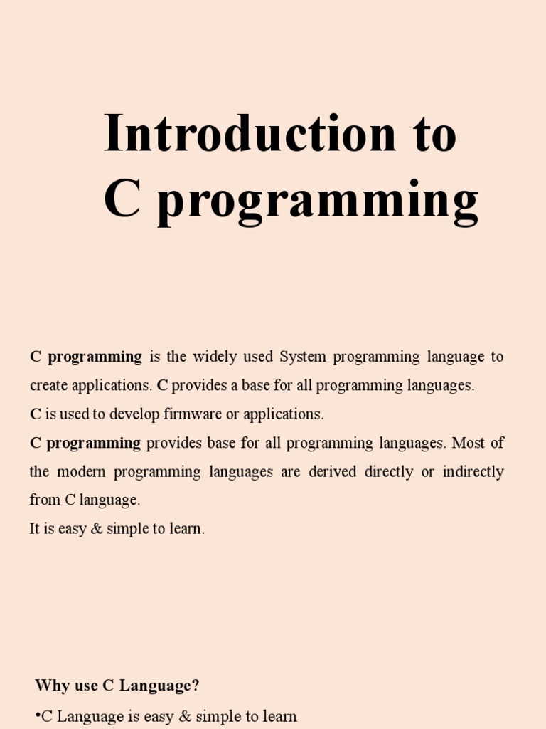 C Programing Chapter One Pdf C Programming Language Computer 5479