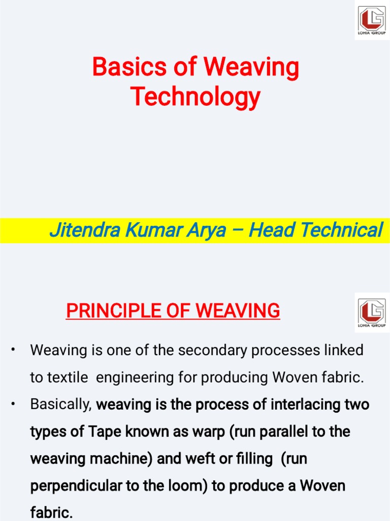 Basics of Weaving Technology | PDF | Loom | Weaving