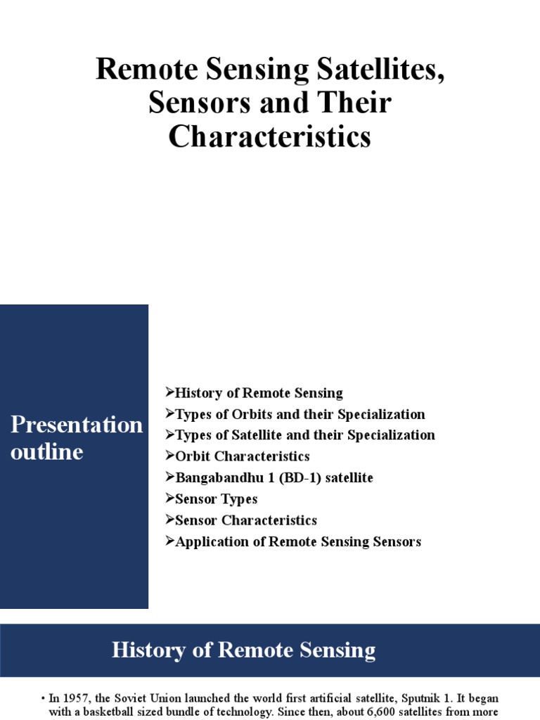 Remote Sensing Satellites, Sensors and Their Characteristics | PDF ...