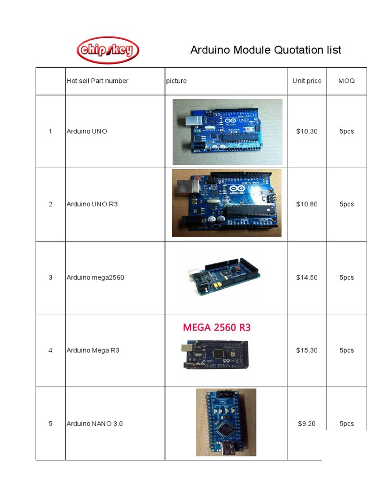 Chips Key Arduino Quotation List Pdf Arduino Light Emitting Diode 6691