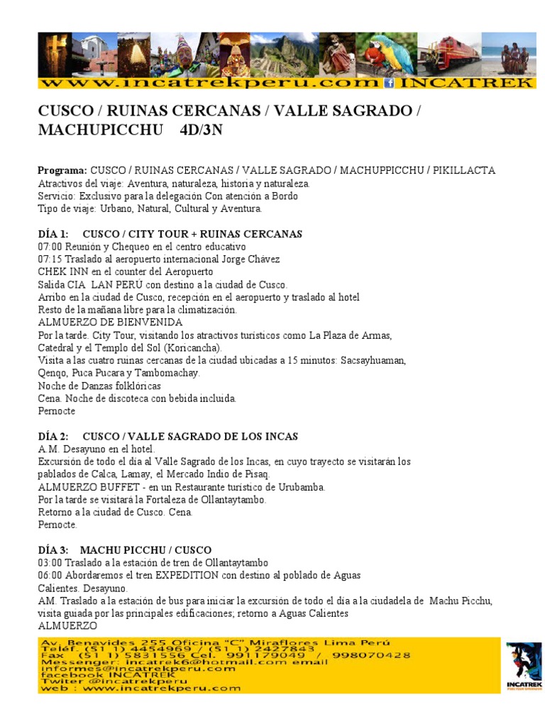 Alexandra Valenzuela CUSCO ESCOLAR | PDF | Machu Picchu | Transporte