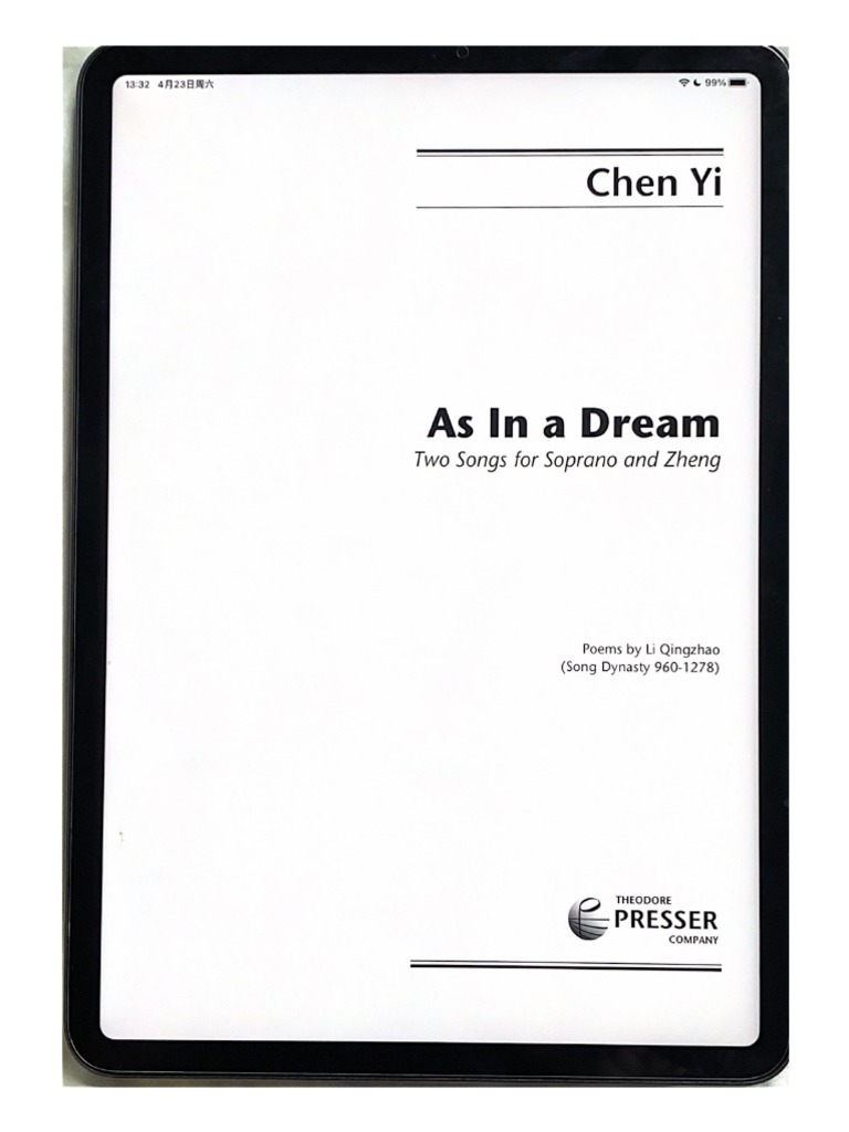 Chen Yi - As in a dream | PDF