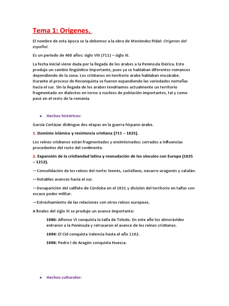 Historia de La Lengua. Tema 1 | PDF | latín | España