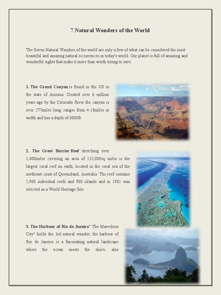 7 Natural Wonders of The World | PDF | Social Science | Travel