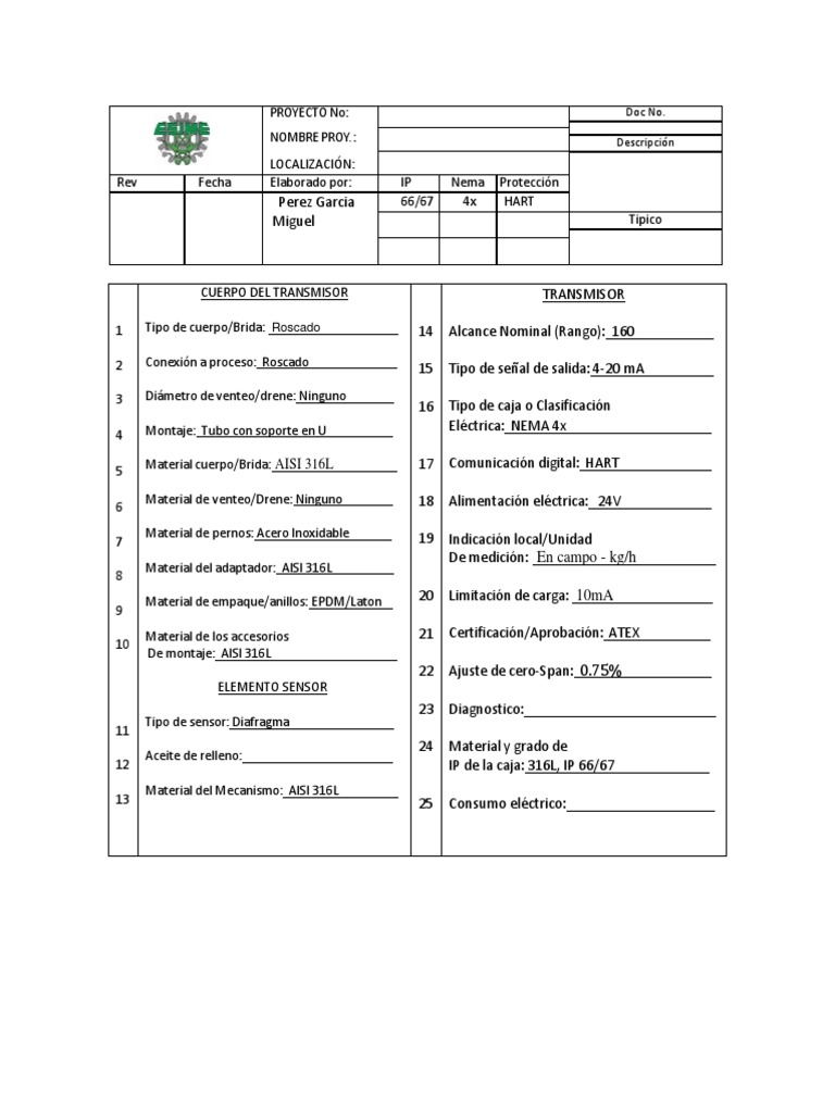 Hojas de Espec | PDF
