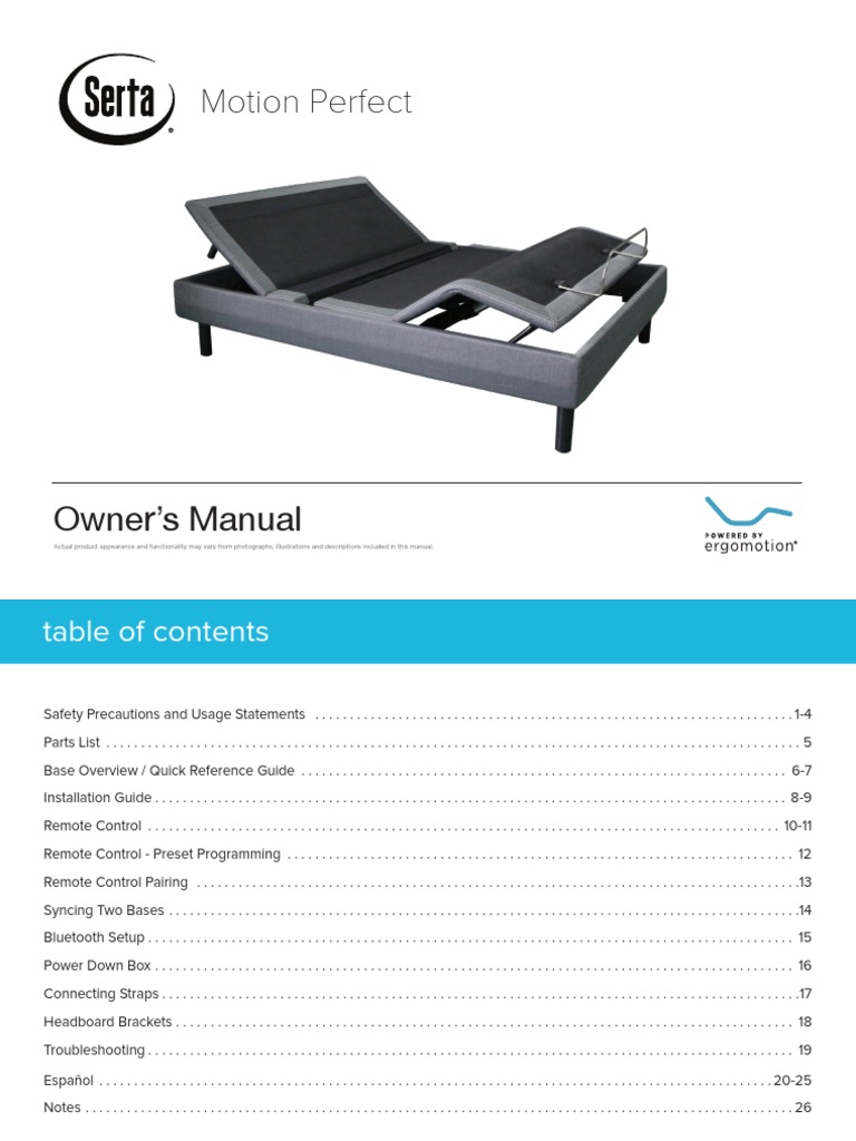 Serta MotionPerfect Owner Manual V001 10.16.18 V2 | PDF | Ac Power Plugs And Sockets ...