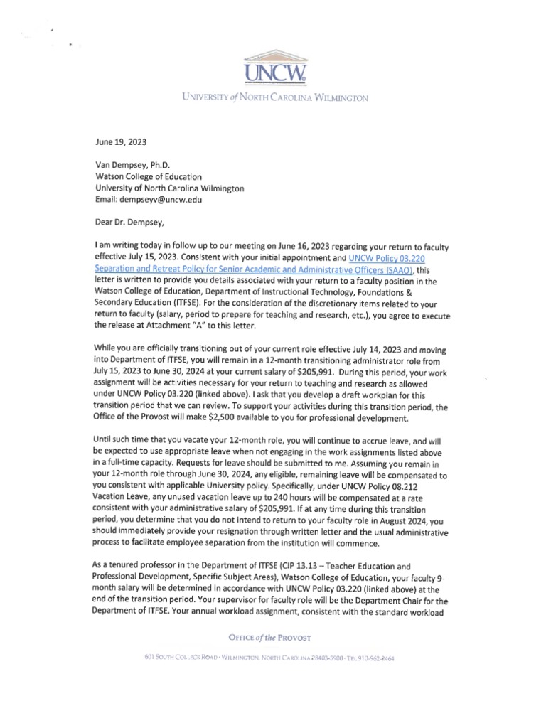 June 26, 2023 Letter To Van Dempsey | PDF