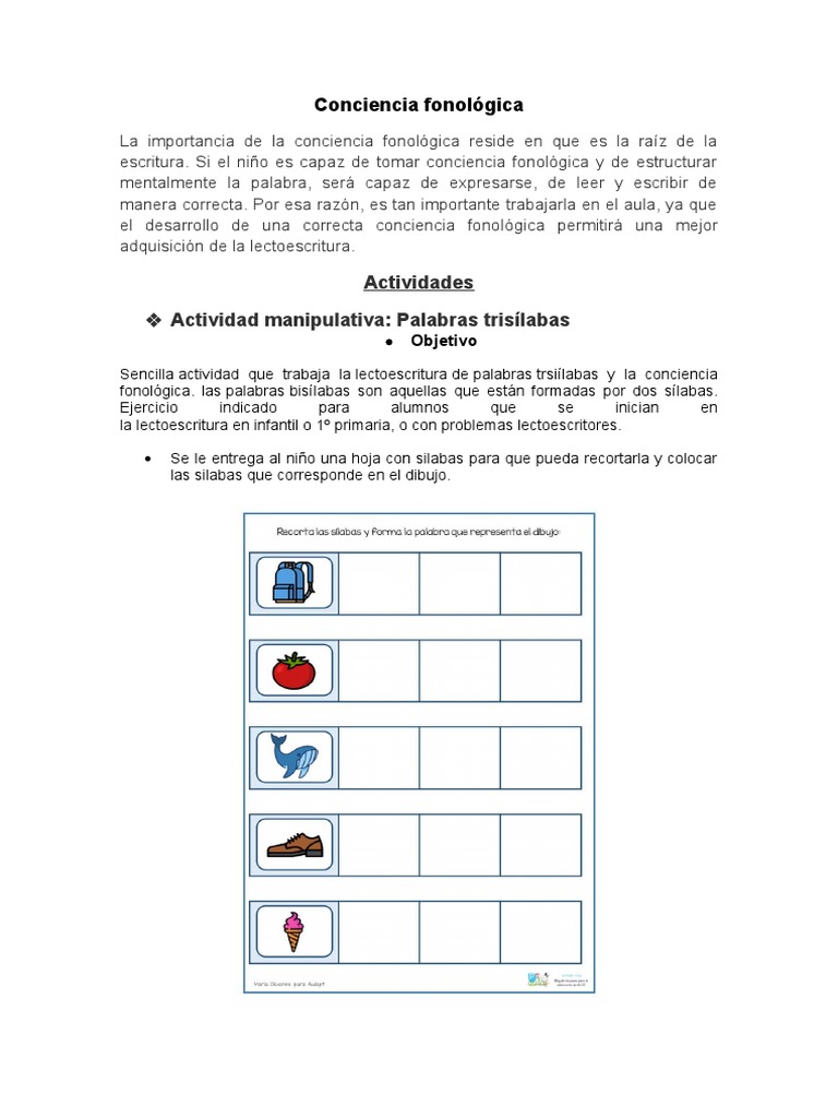 Conciencia Fonológica | PDF | Palabra | Escritura