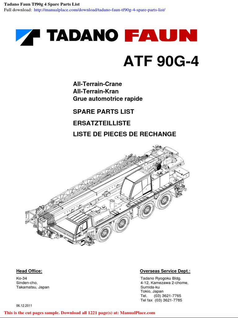 Tadano Faun Tf90g 4 Spare Parts List | PDF | Classical Mechanics ...