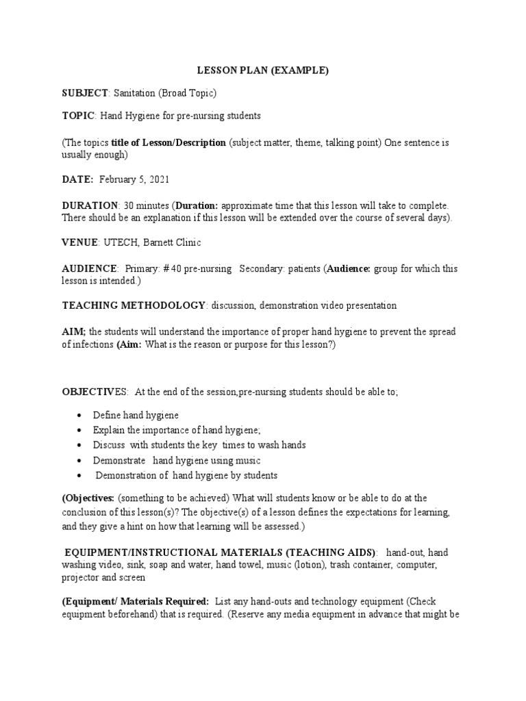 Lesson Planning | PDF | Hand Washing | Hygiene