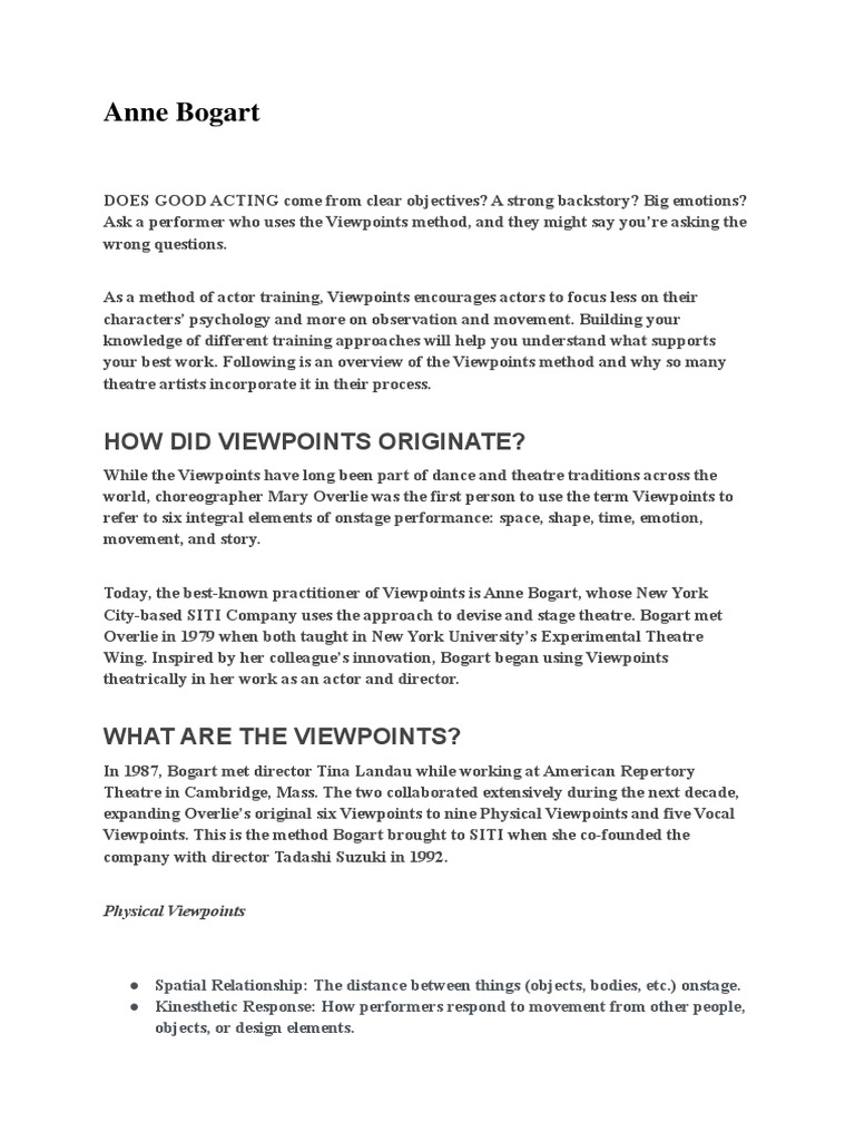 Anne Bogart | PDF | Performing Arts