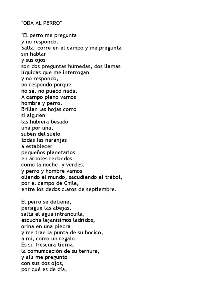 Oda Al Perro - Neruda | PDF