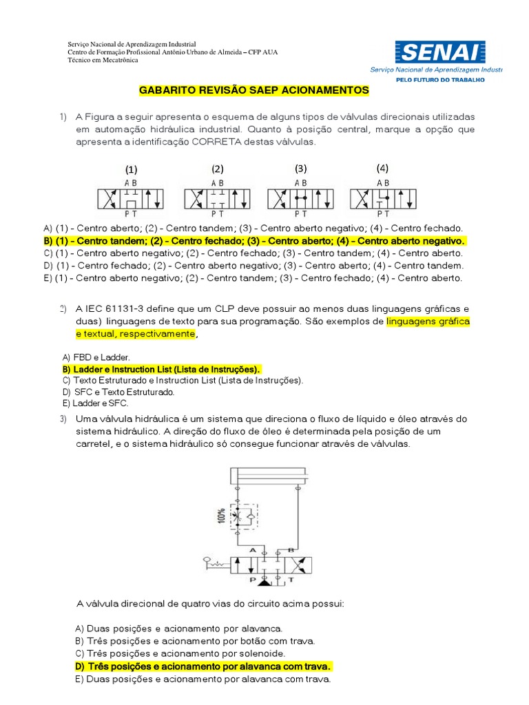 Revisão SAEP - ACIONAMENTOS PNEUMÁTICOS e HIDRÁULICOS | PDF ...