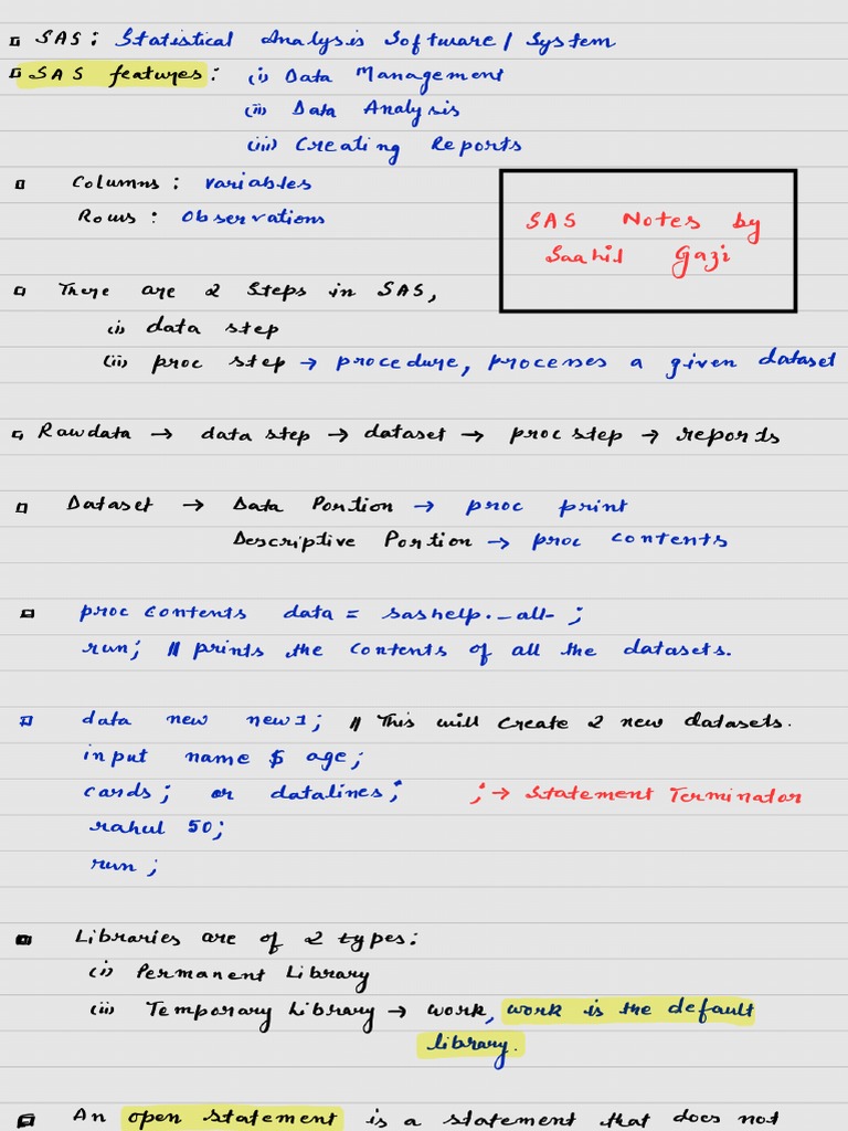 Sas Notes Pdf