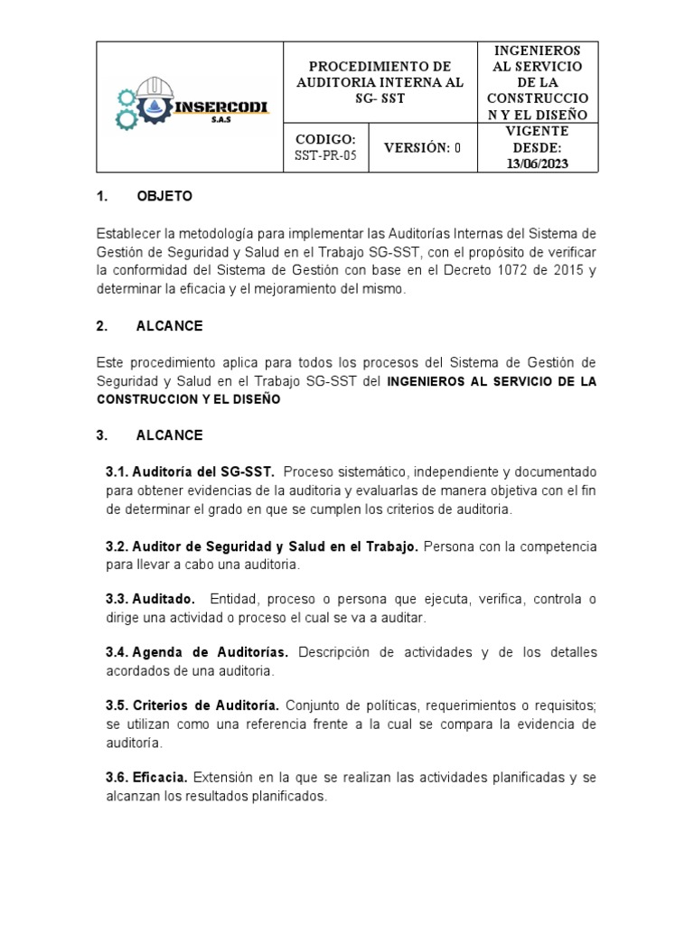 SST-PR-05. Procedimiento Auditorias Internas | PDF | Auditoría | Contralor SST-PR-05. Procedimiento Auditorias Internas | PDF | Auditoría | Contralor