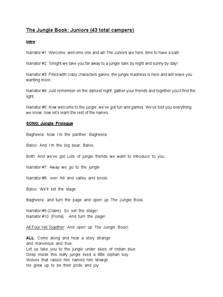 Jungle Book - Script | PDF | Baloo | Bagheera
