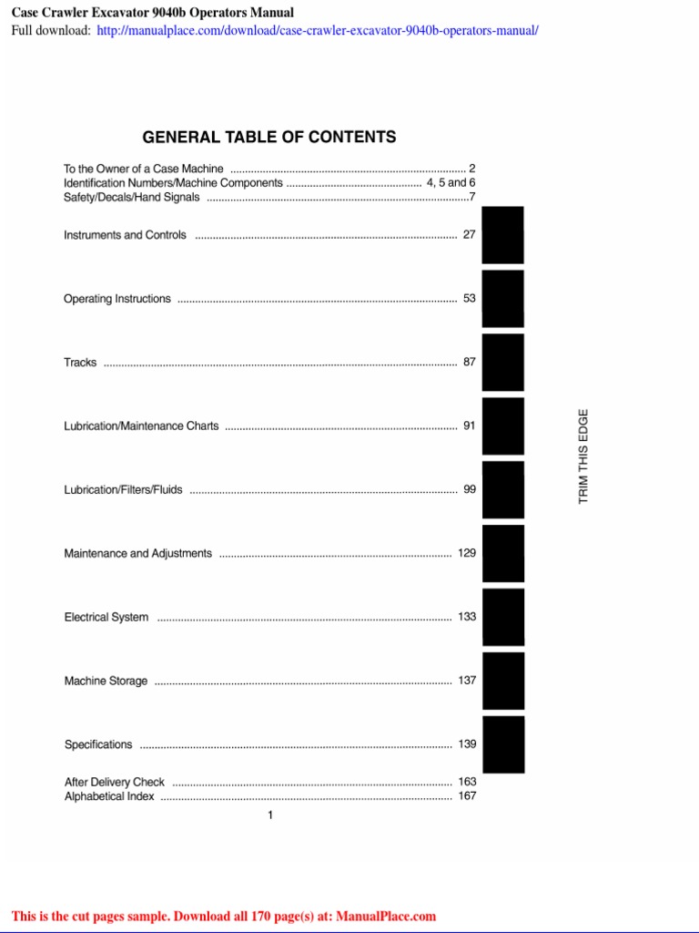 Case Crawler Excavator 9040b Operators Manual | PDF
