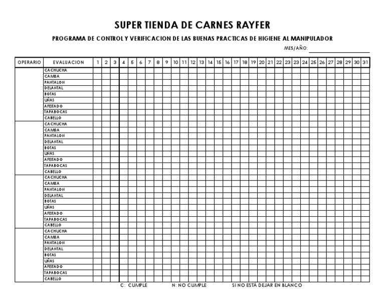 Super Tienda de Carnes Rayfer: Programa de Control Y Verificacion de Las Buenas Practicas de ...