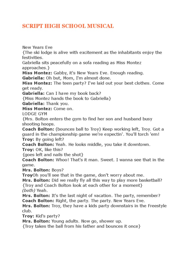 High School Musical Script Excerpt | PDF