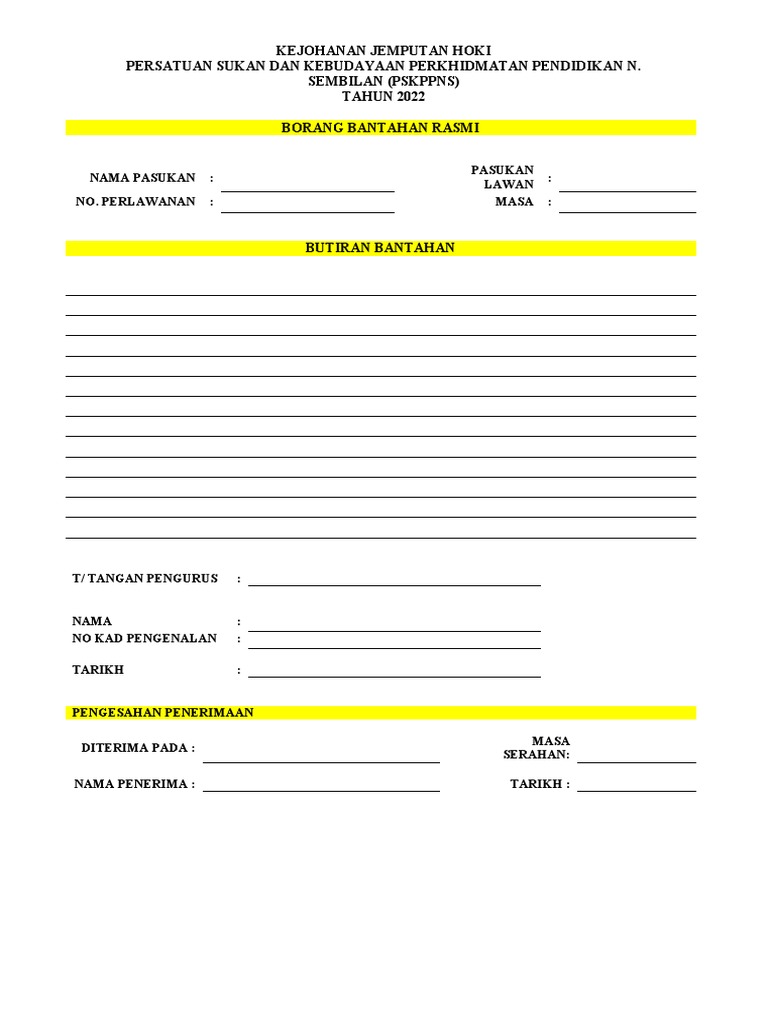 BORANG BANTAHAN RASMI | PDF