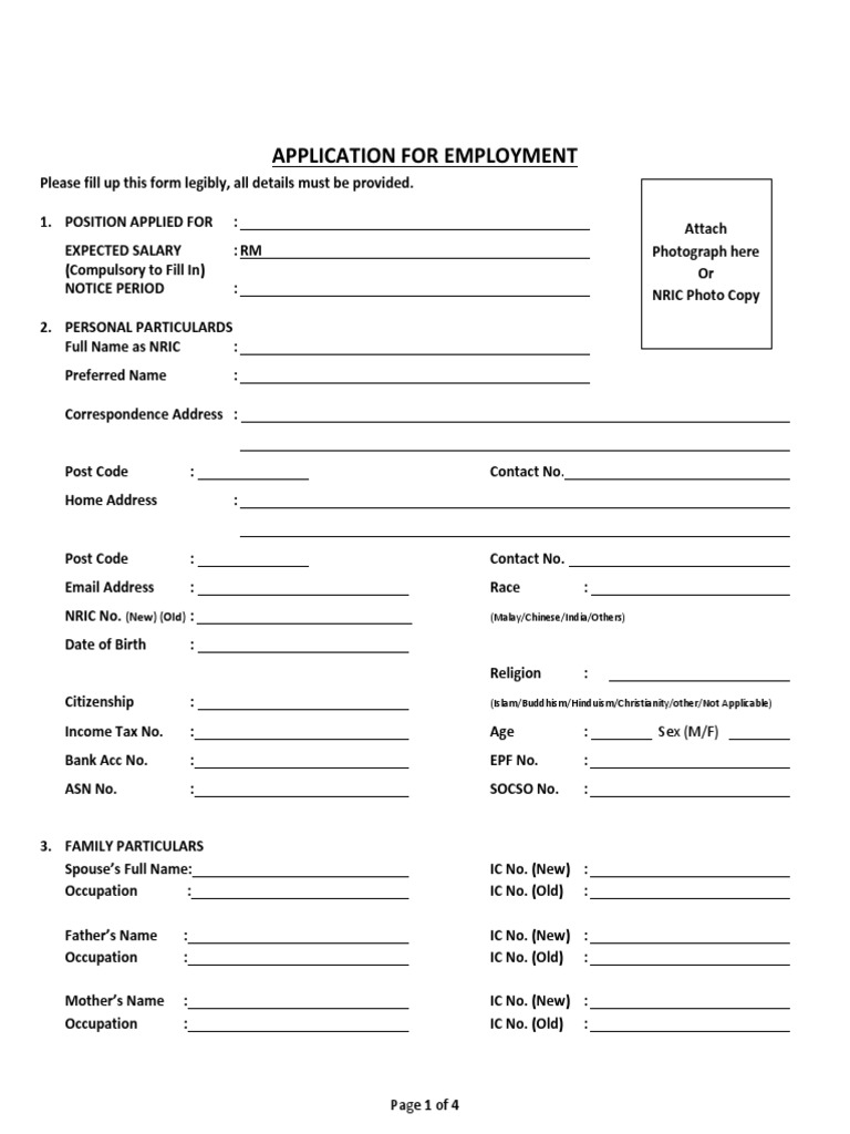 Ibpo Application For Employment Form | PDF