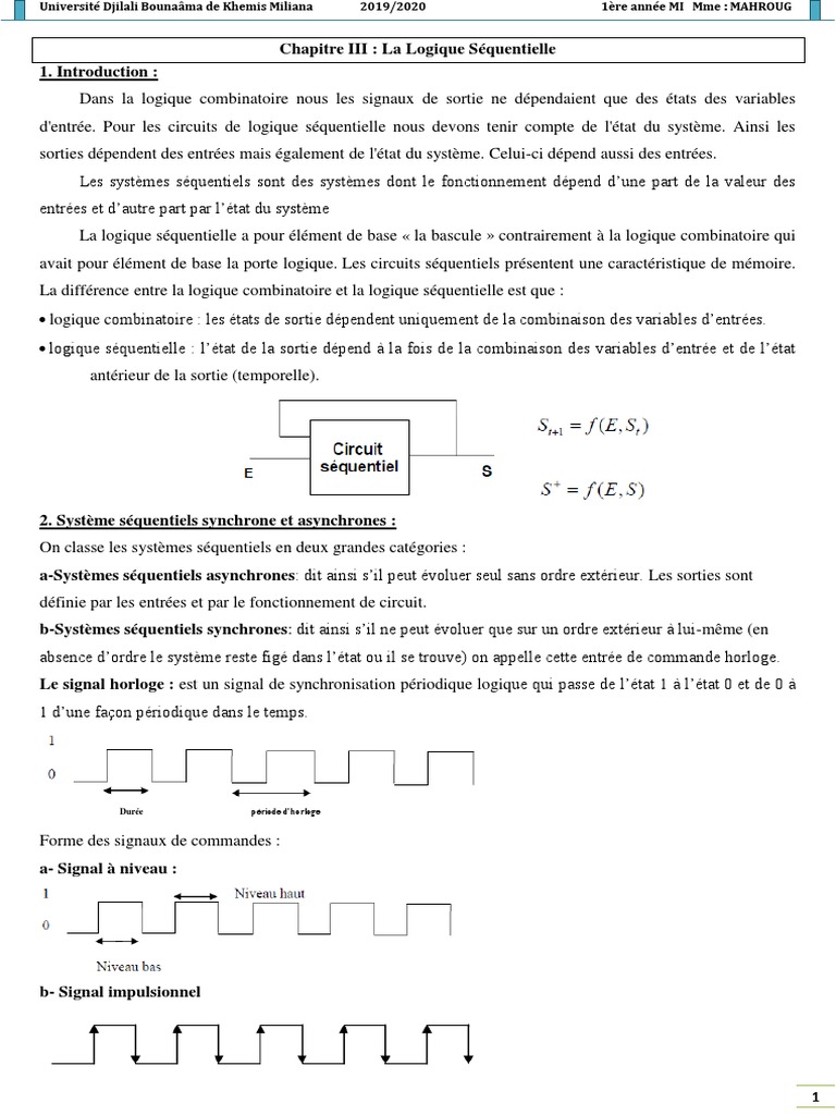 Introduction à la Logique Séquentielle | PDF | Circuit électrique ...