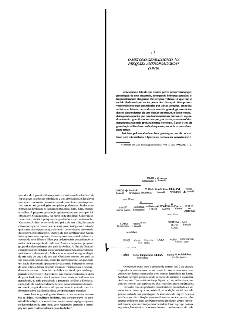 William Halse Rivers - O Metodo Genealogico Na Pesquisa Antropologica ...