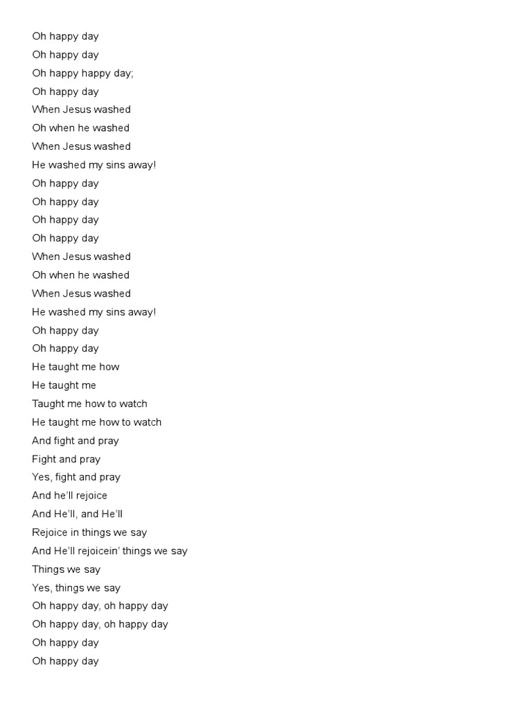 Oh Happy Day Lyric 1 | PDF