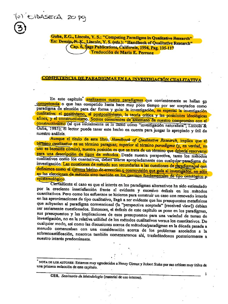 Guba y Lincoln - Competencia de Paradigmas en La Inv. Cuali. | PDF