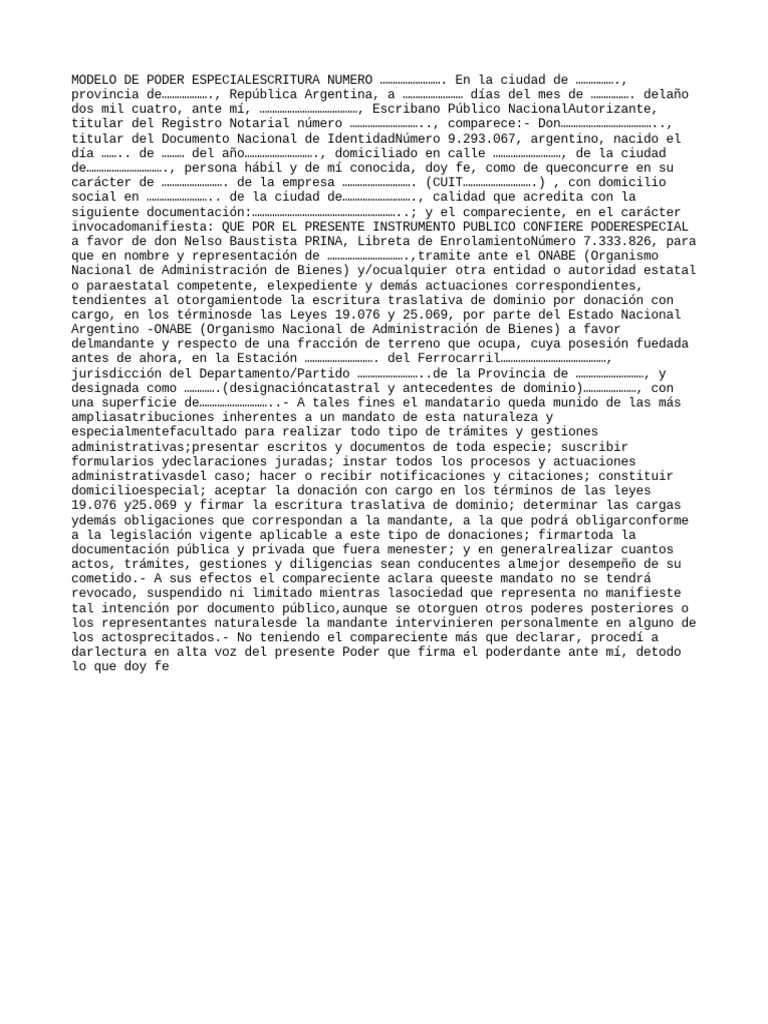 Modelo Poder Especial Escritura | PDF | Justicia | Crimen y violencia