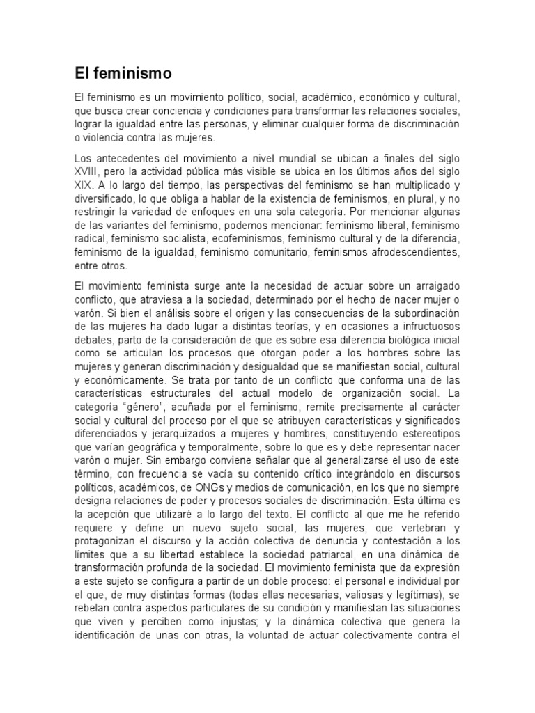 El feminismo | PDF | Feminismo | Estudios de género