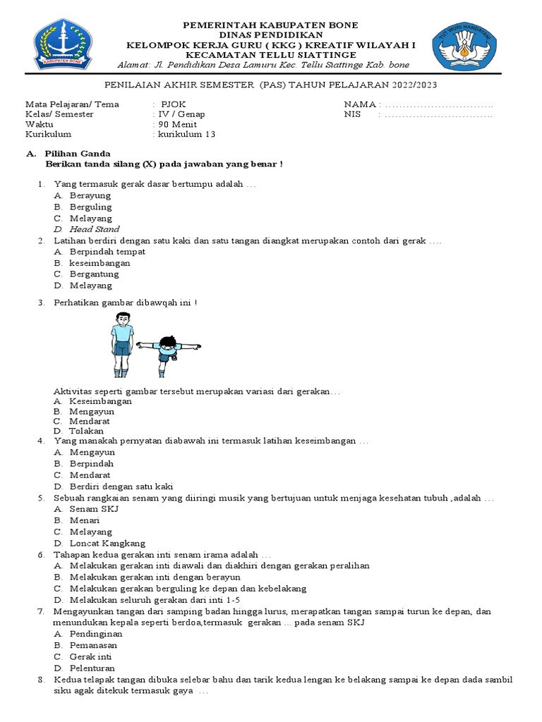 Soal Pas KLS 4 Pjok | PDF