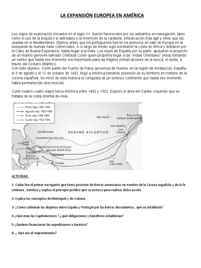 La Expansión Europea en América | PDF | Cristobal colon | Américas