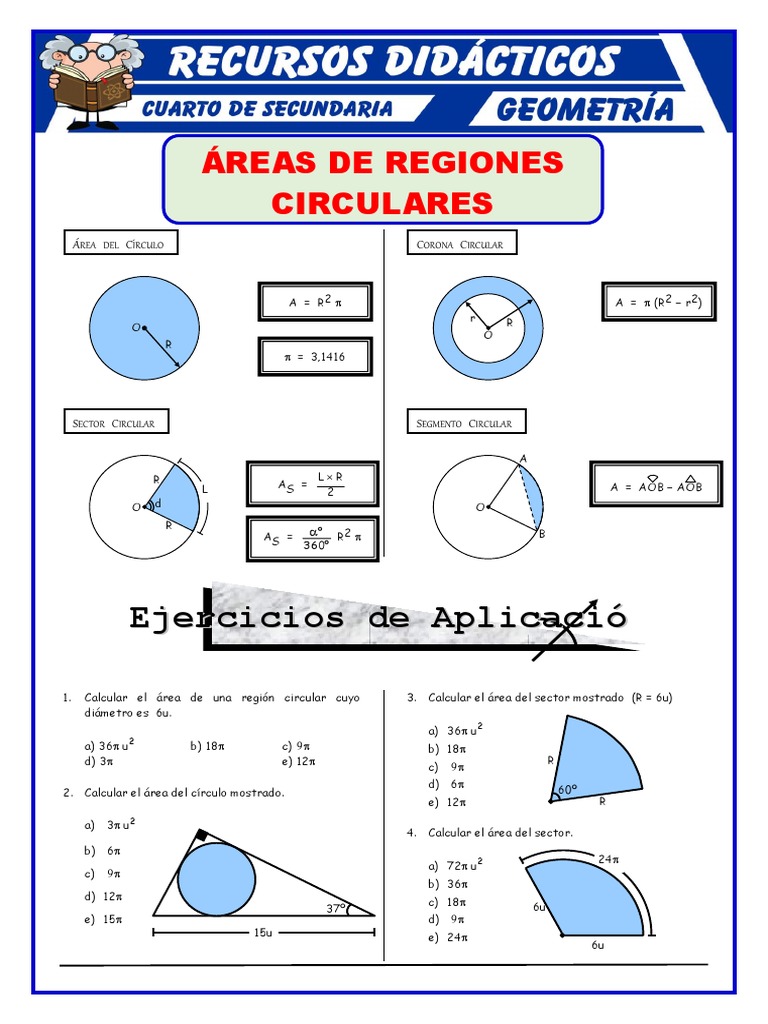 Áreas de Regiones Circulares para Cuarto de Secundaria | PDF ...