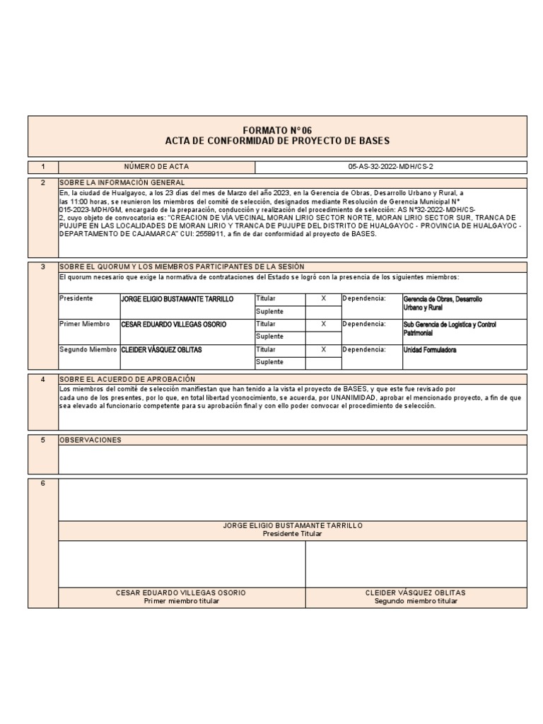 Formato 06 | PDF | Gobierno